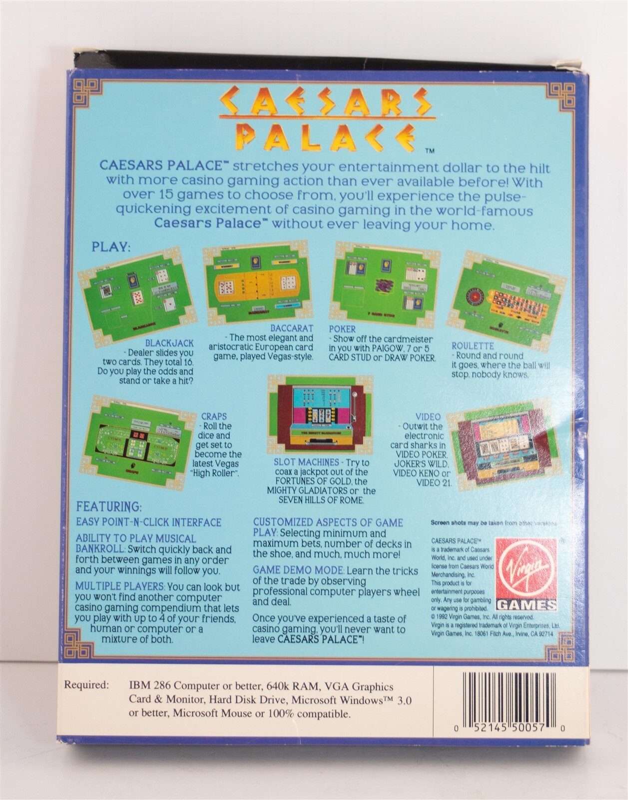 Caesars Palace (windows, 1992) Vintage PC Big Box Game -vegas Gambling ...