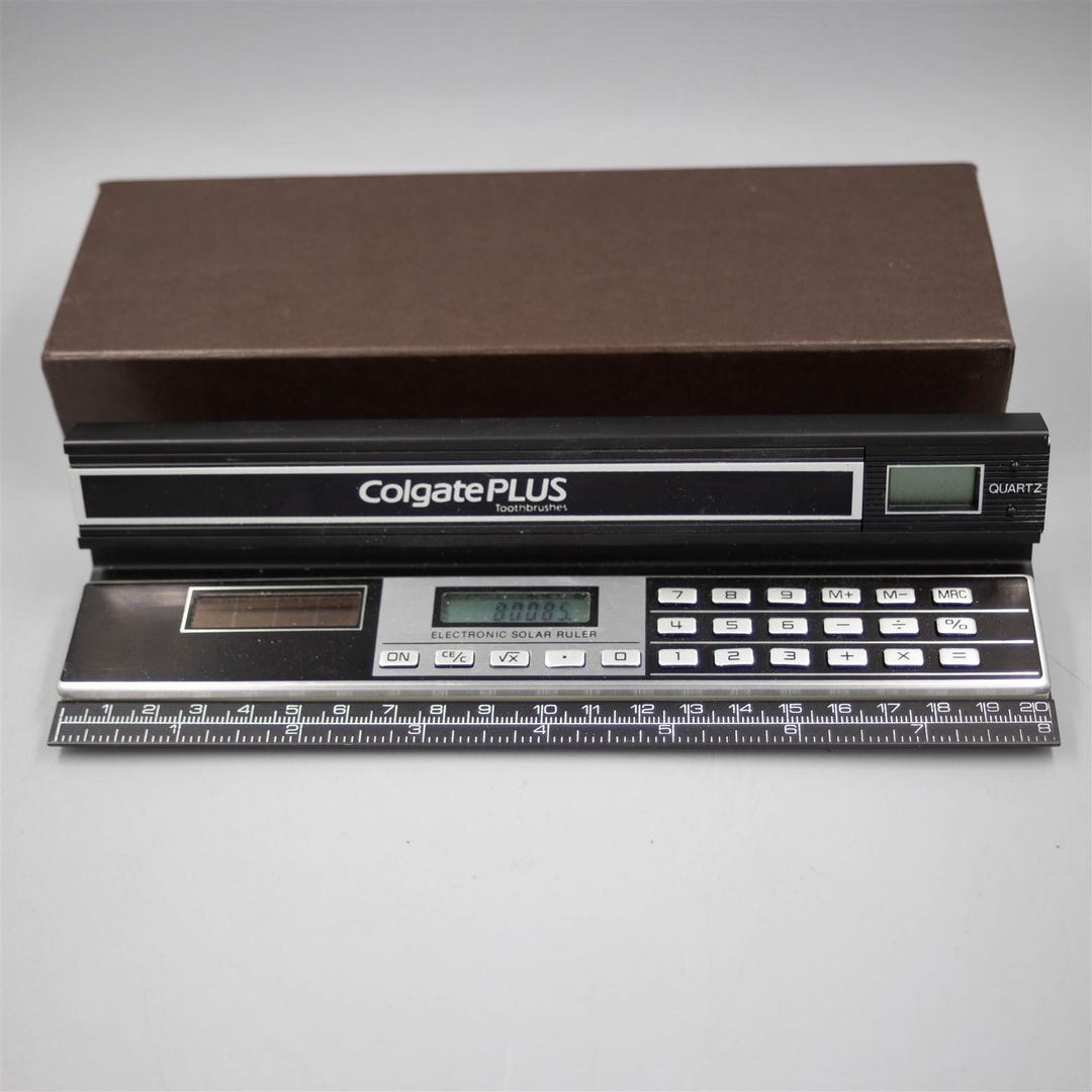 Vintage 1980s Colgate Plus Solar Calculator (lipper) Ruler Digital ...