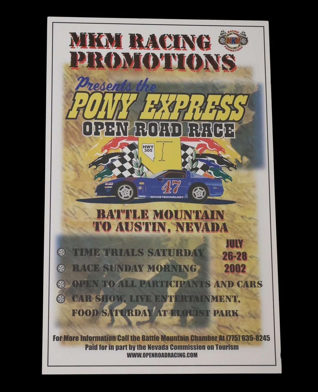 2002 MKM Racing Pony Express Open Road Race Battle Mountain Poster 16.5 ...