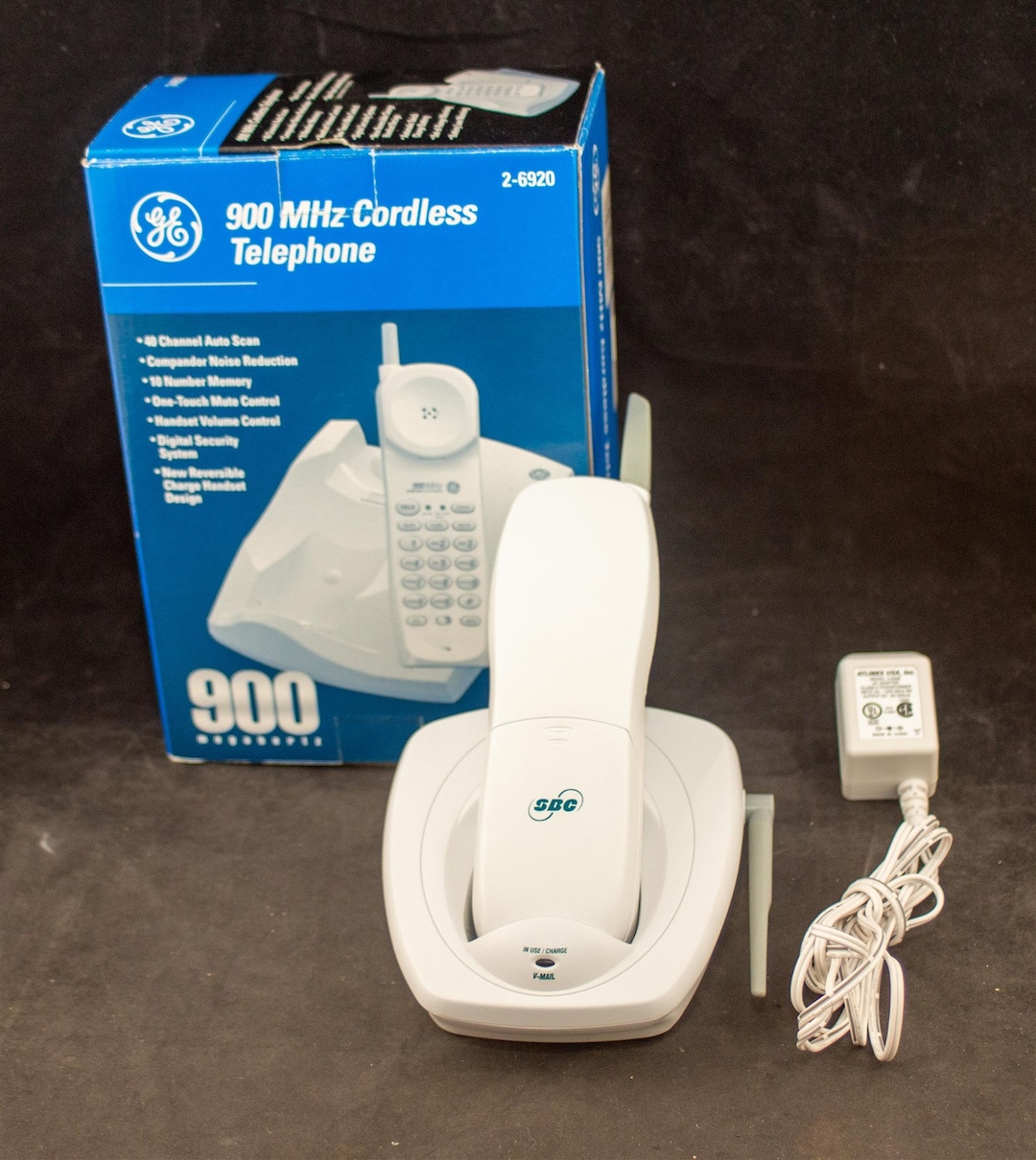 Vintage 2001 GE 900 Mhz Cordless Phone White Short Plastic Antenna SBC ...