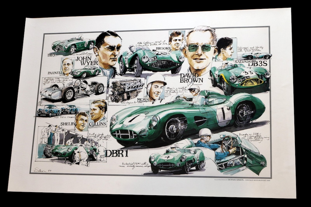 John Wyer / David Brown DBR1 / DB3S Racing Poster Dennis Simon (1989 ...