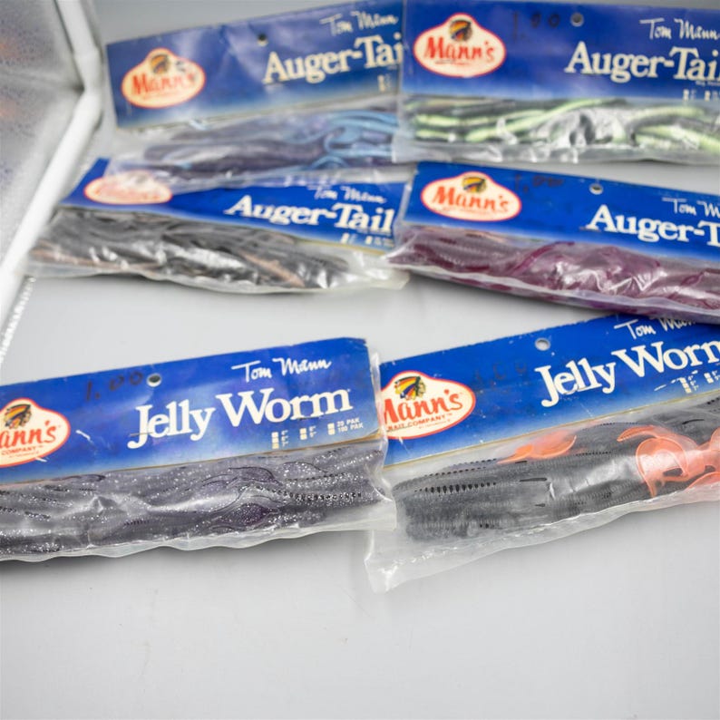 Tom Mann's Bait Company Vintage 1980s Lot of Auger-tail & Jelly Worm - Etsy