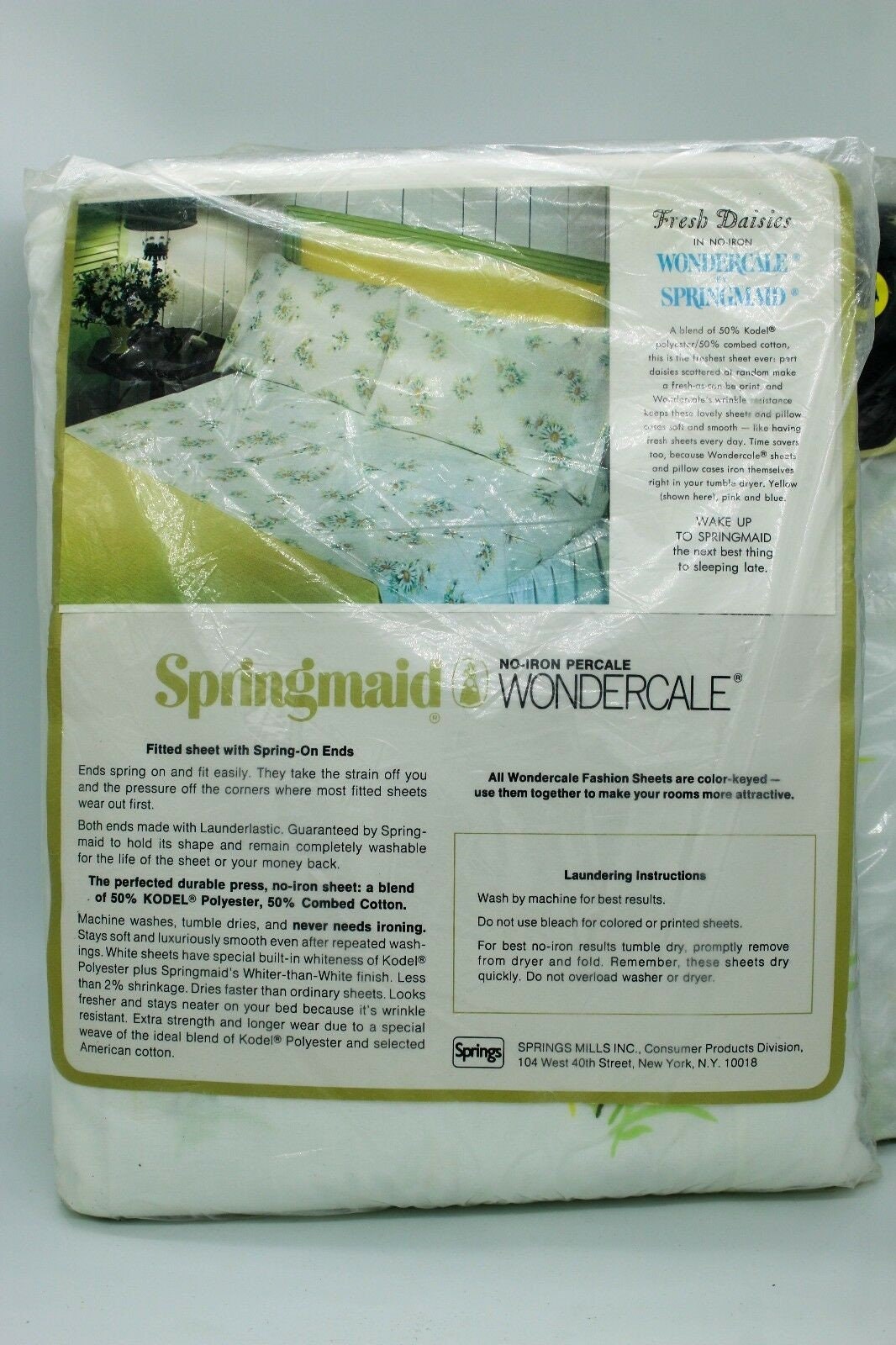 Vintage Springmaid Wondercale White W Flowers Double Sheet Set -flat ...