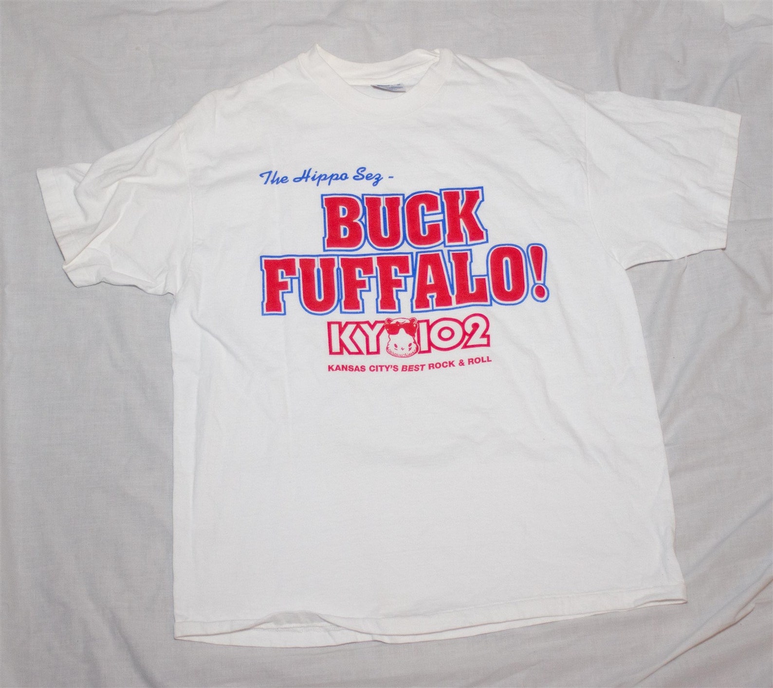 Vintage 1980s Buck Fuffalo KY102 Kansas City Rock Radio Station Tee L ...