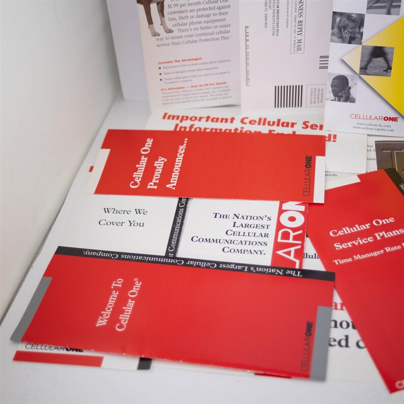 Vintage 1990s Cellular One Cell Phone Brochures / Plan Information Lot ...