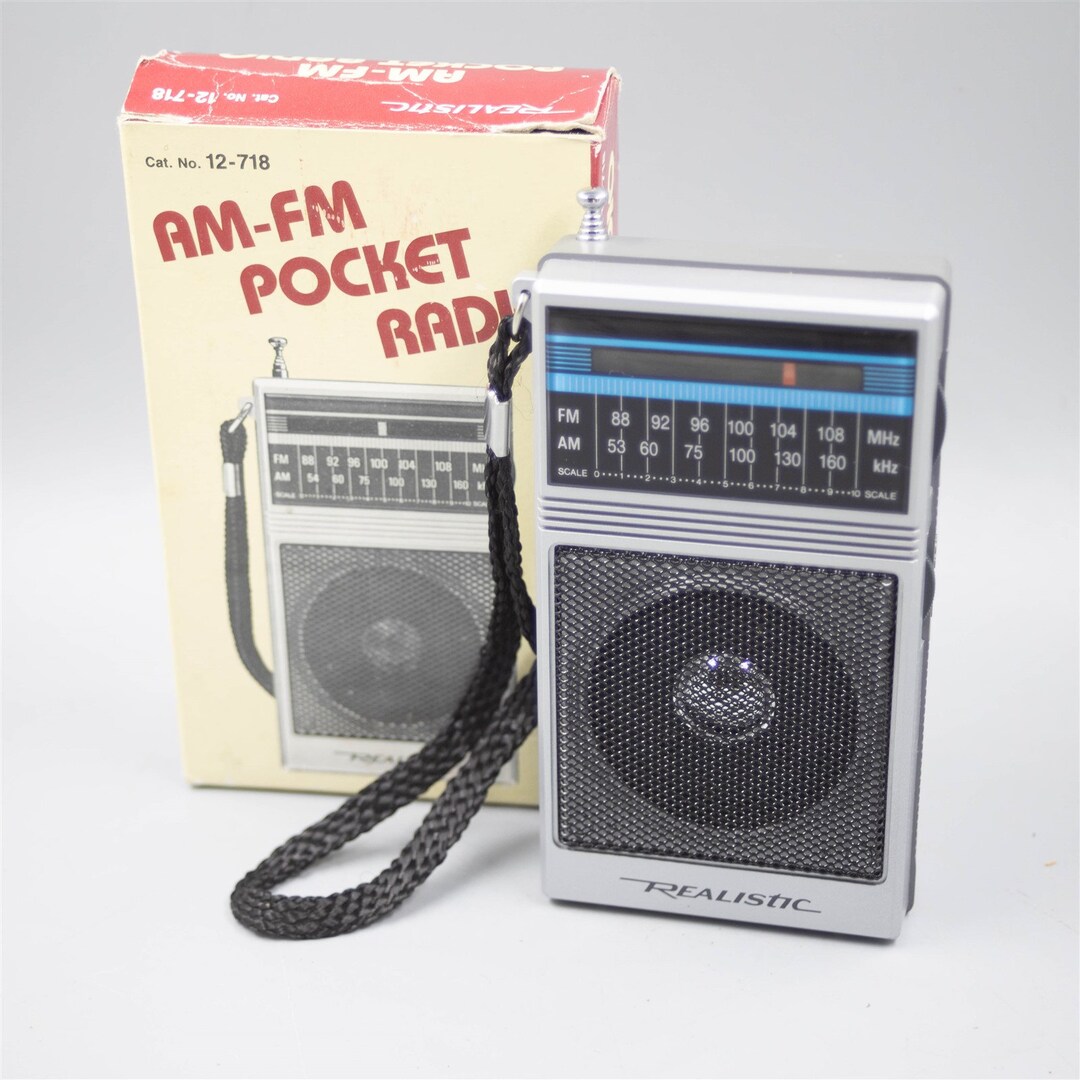 Realistic AM FM Portable Pocket Radio Vintage 1980s Gray Analog Tuner ...