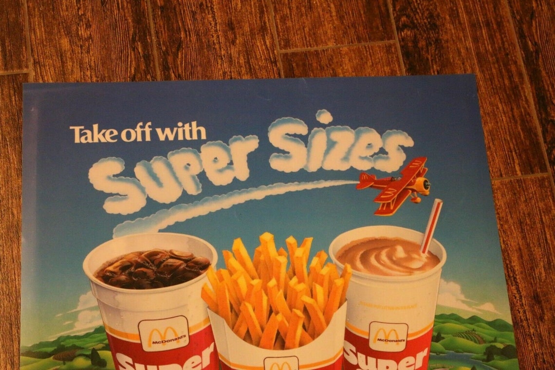 Vintage 1988 Mcdonald's Super Size Fries, Drink, Shake Advertising ...
