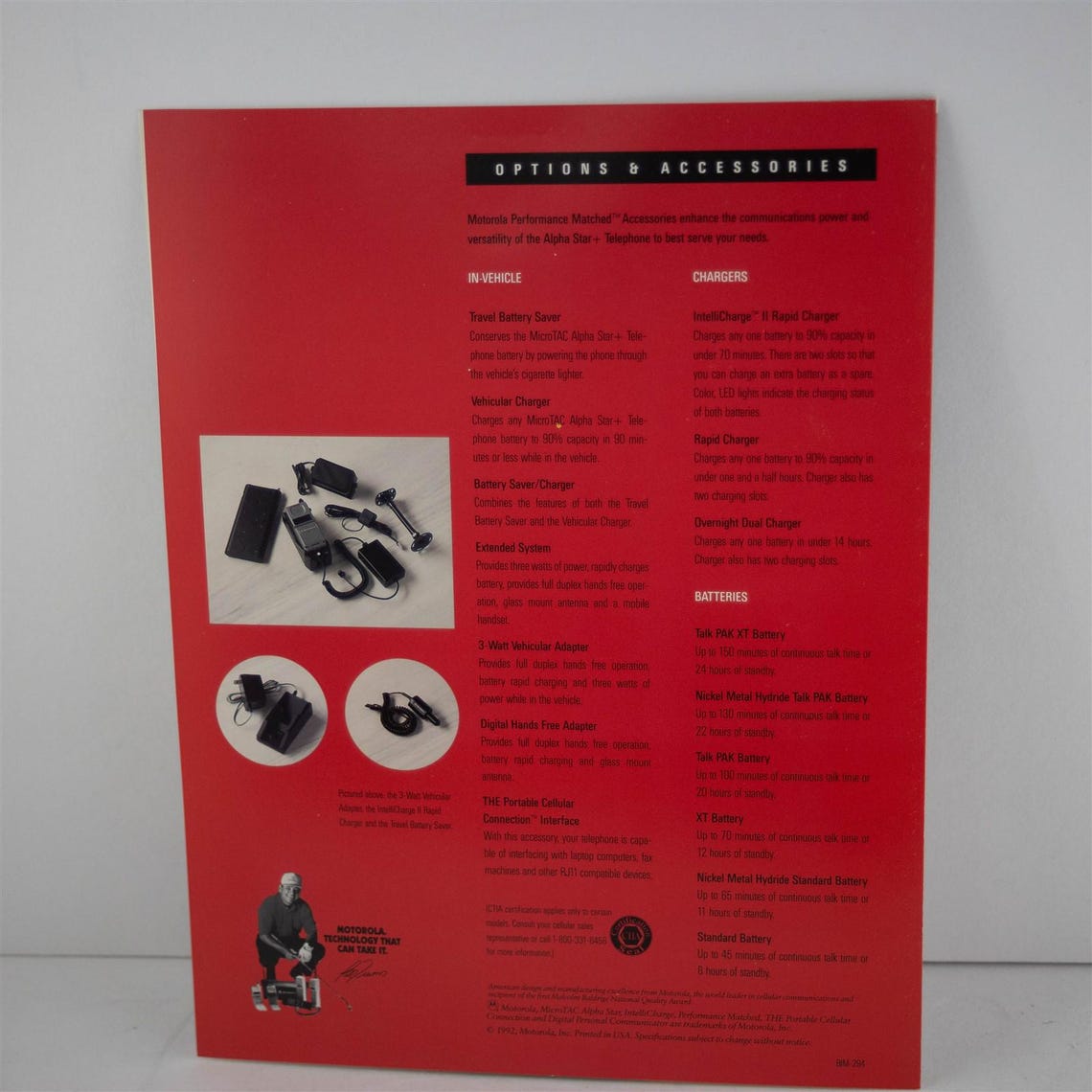 Motorola Microtac Alpha Star + Cell Phone Sales Brochure Flyer 1992 ...