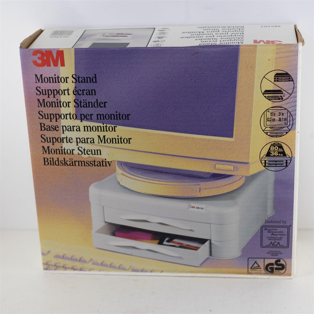 3M Computer Monitor Stand for CRT Monitors (up to 80 Lbs) White ...