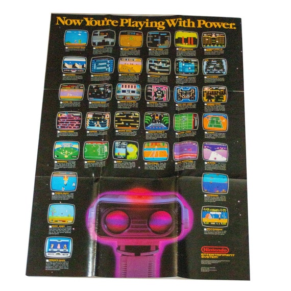 Vintage 1987 Nintendo NES Rob the Robot Poster playing With - Etsy