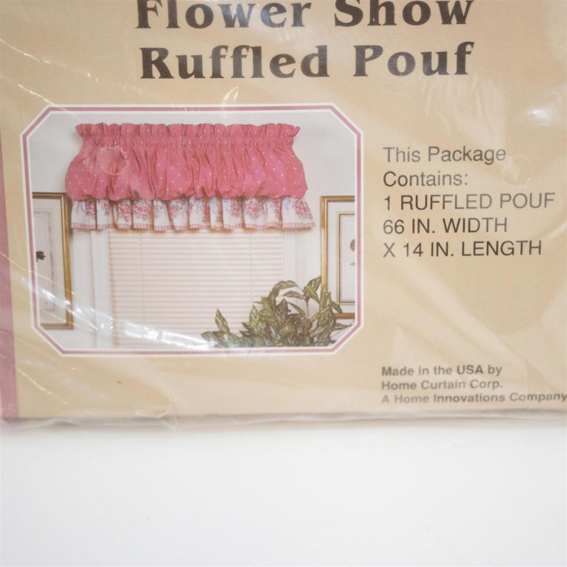 Vintage 1980s Pink Floral Ruffled Pouf & Swag Windows Treatments -made ...