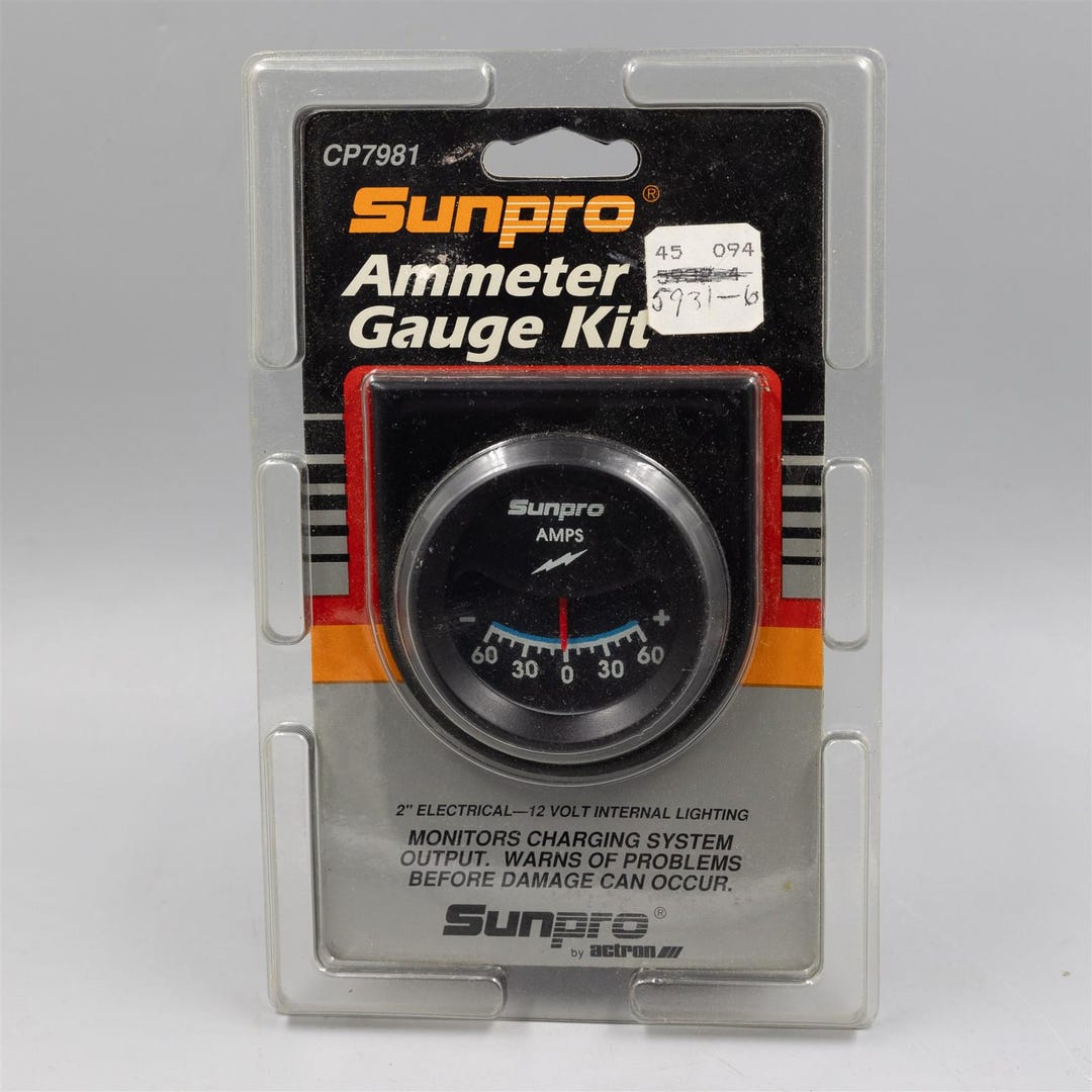 Vintage Sunpro 2" Ammeter Analog Gauge Black / Black Bezel CP7981 Old ...
