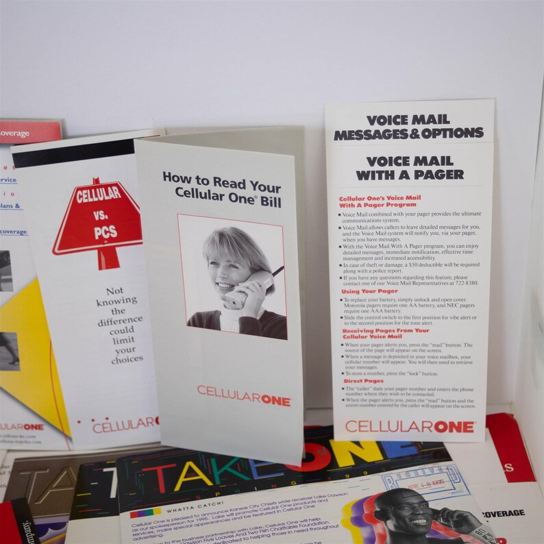 Vintage 1990s Cellular One Cell Phone Brochures / Plan Information Lot ...
