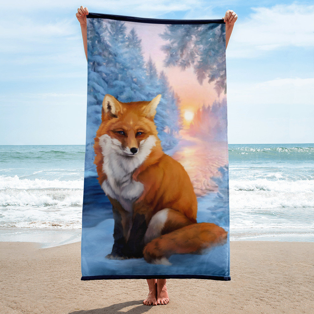 Red Fox Beach Towel - Etsy