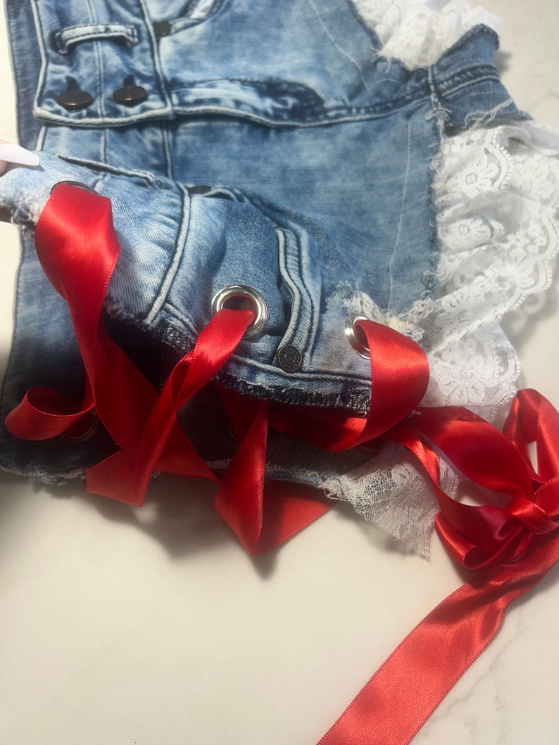 Revamped Adjustable Jean Short Shorts - Red White and Blue Size 6-8 - Etsy