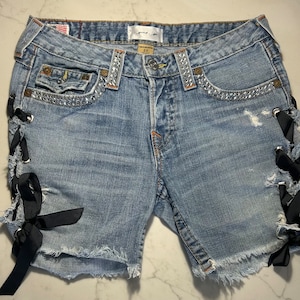 Blue Jean Revamped True Religion Long Shorts US Size 27 - Etsy