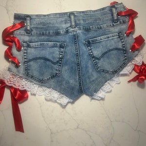 Revamped Adjustable Jean Short Shorts - Red White and Blue Size 6-8 - Etsy