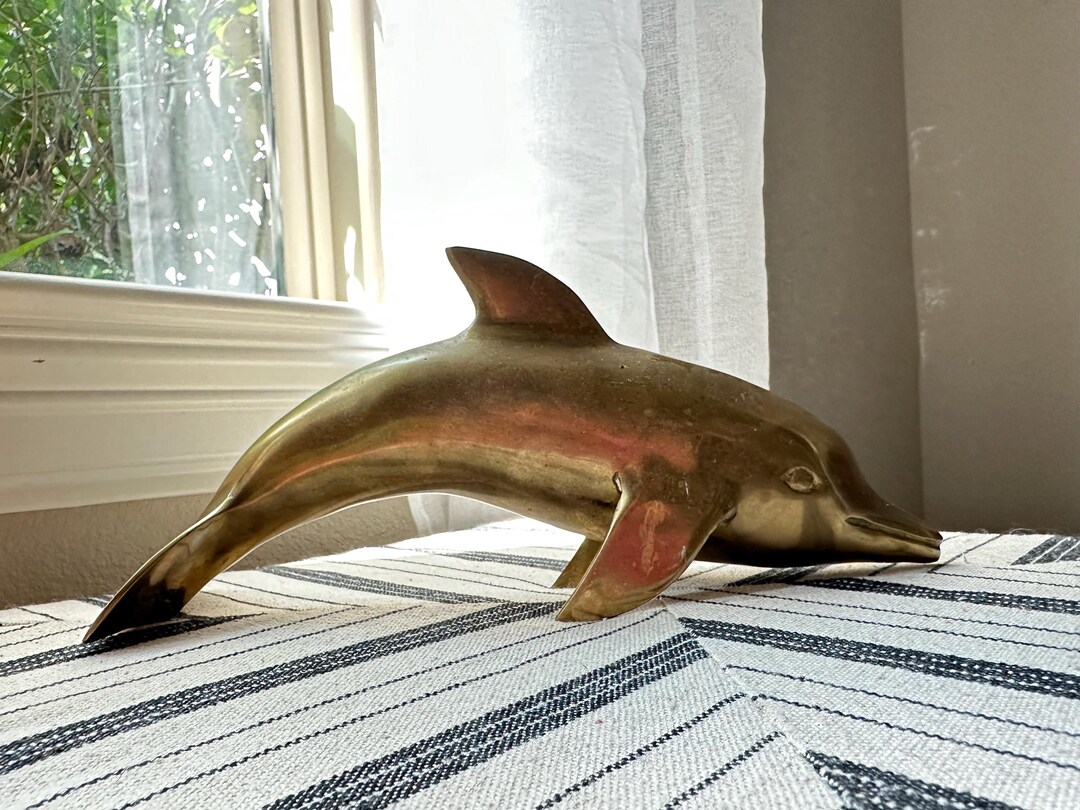Large Vintage Brass Dolphin Sculpture Figurine - Etsy