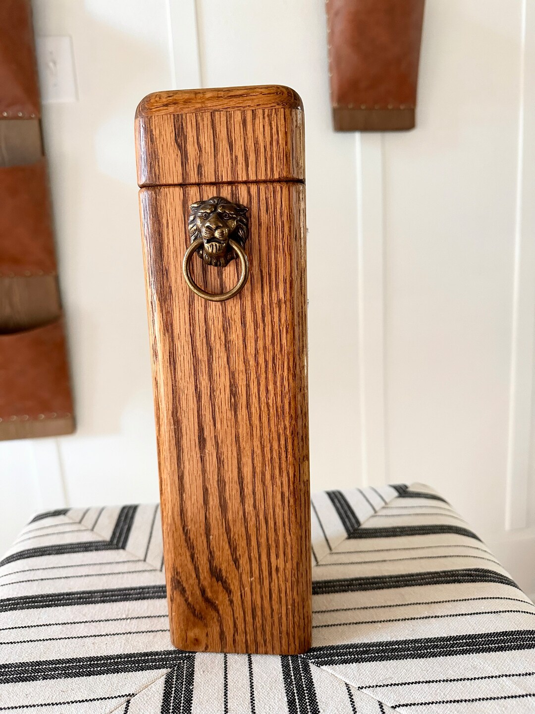 Vintage Wood and Brass Lion Head Matchbox - Etsy