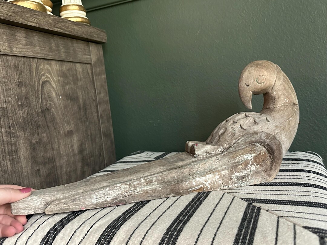 Large Antique Wooden Carved Primitive Pheasant Duck Decoy Sculpture - Etsy