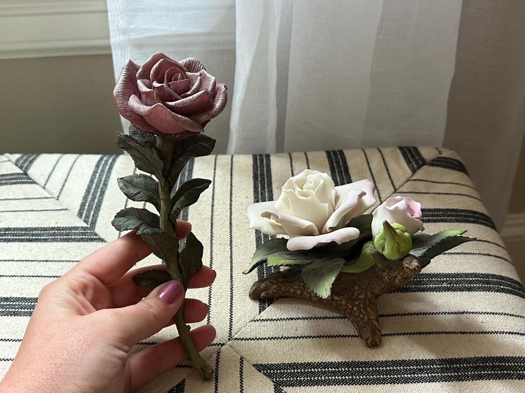 Vintage Pair of Rose Figurines - Etsy