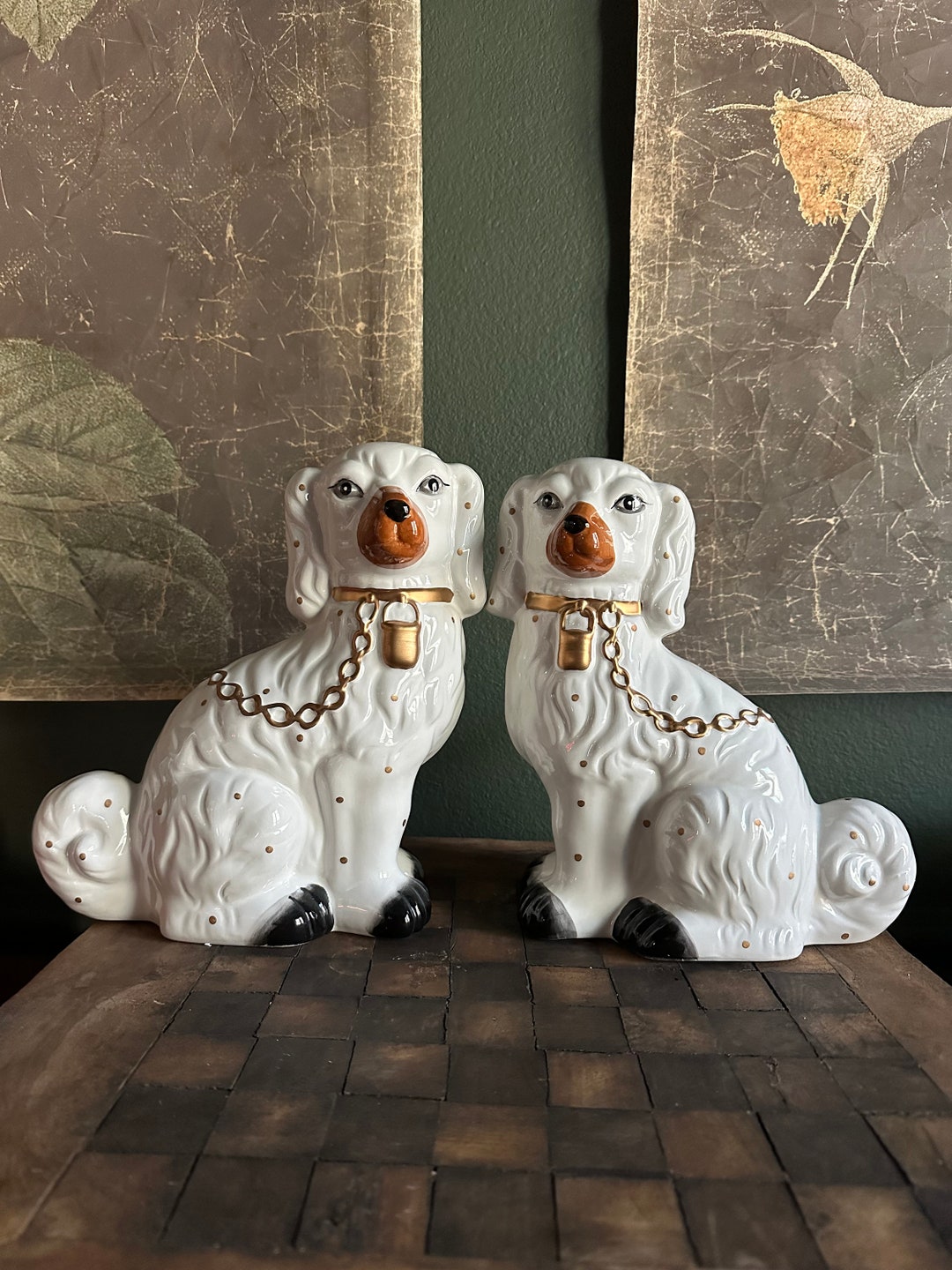 English Staffordshire Dog Statues Pair - Etsy