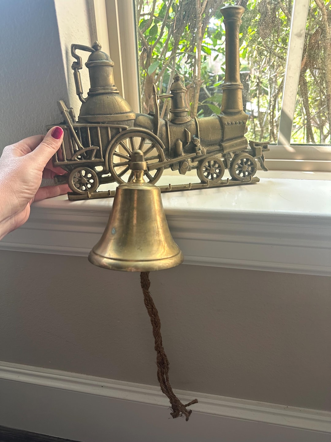 Vintage Brass Train Bell Key Holder Wall Mount Hooks - Etsy