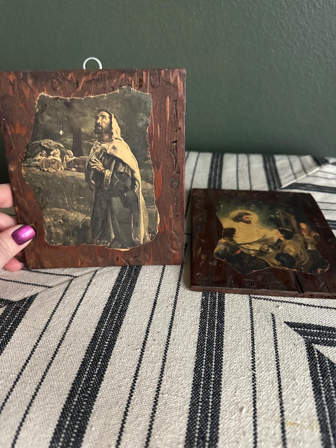 Pair of Antique Wooden Religious Art Plaques - Etsy