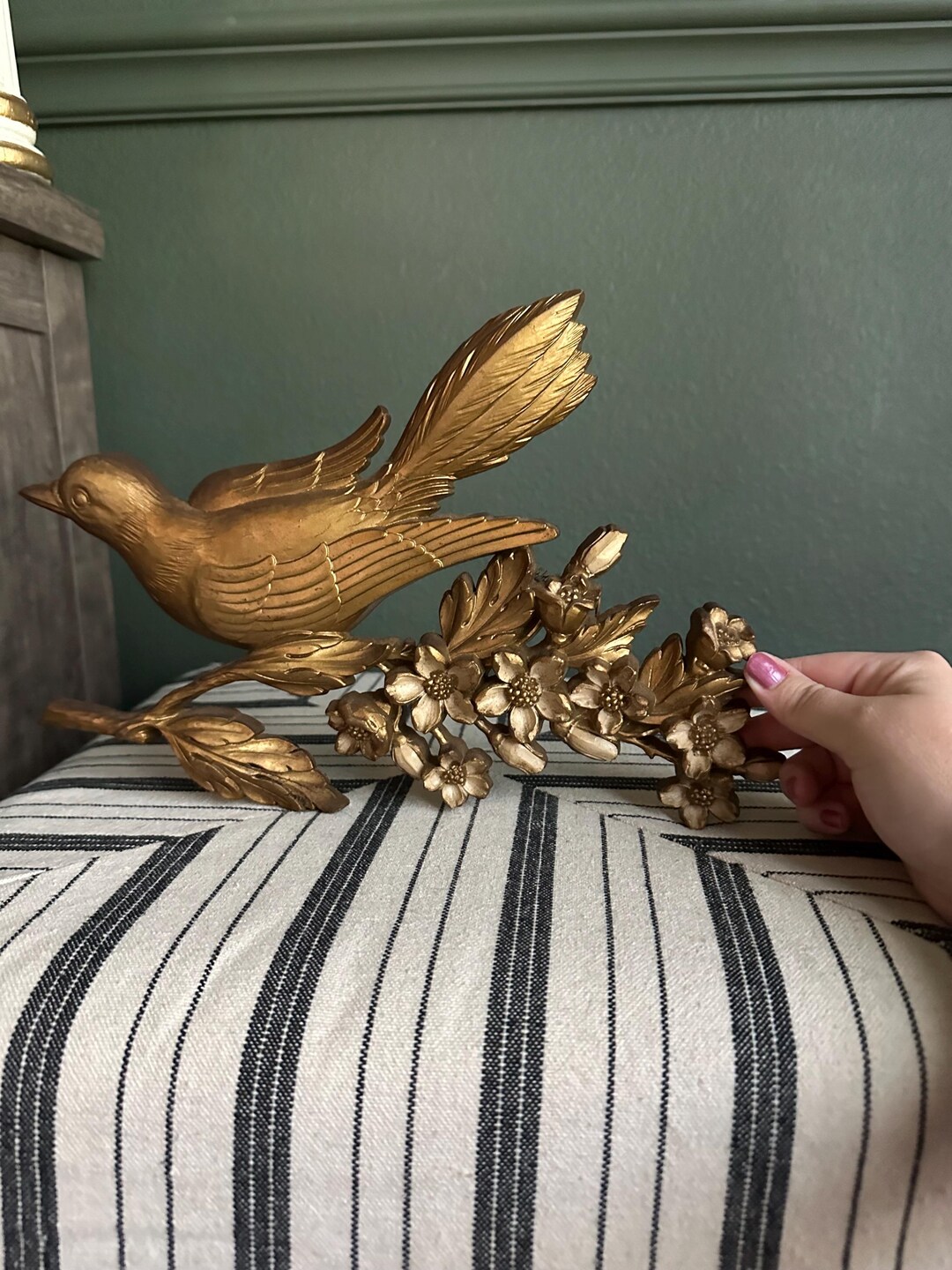 Vintage Syroco Resin Gold Birds Wall Plaque Dogwood Branches Flowers ...