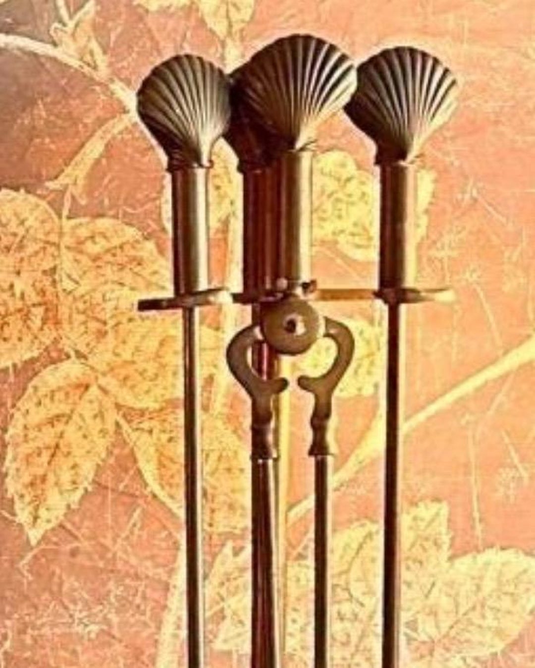Antique Brass Shell Fireplace Tool Set - Etsy