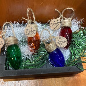 Primitive Vintage Christmas Light Bulb Ornaments, Prim Holiday Decor ...