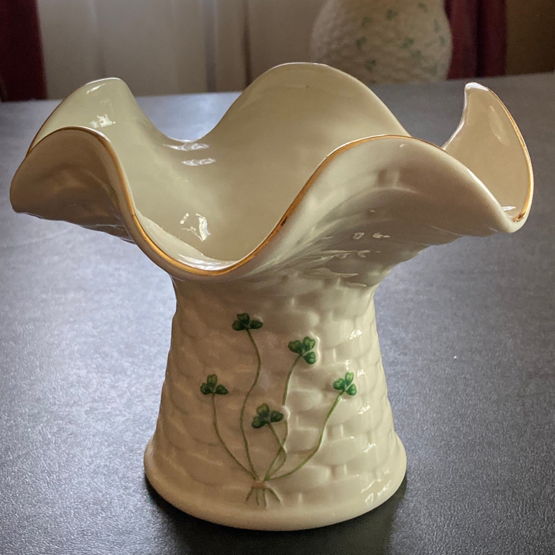 Lefton Shamrock Basketweave Pattern Vase, 1998 Lefton Irish Vase - Etsy