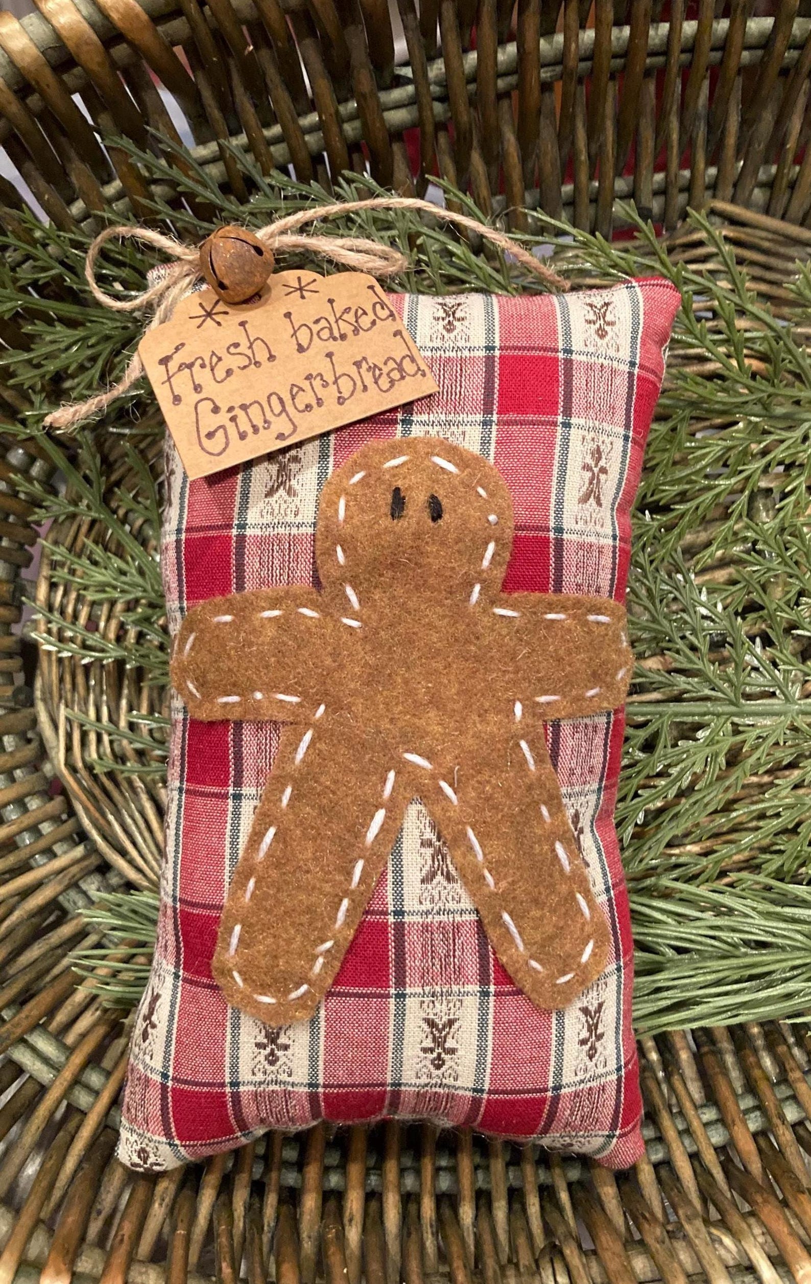 Primitive “FRESH BAKED” Gingerbread Pillow Tuck, Christmas Gingerbread ...