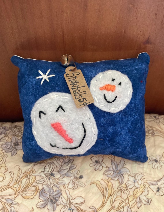 Primitive SNOWBALLS Snowman Pillow Tuck Bowl Filler Ornie - Etsy