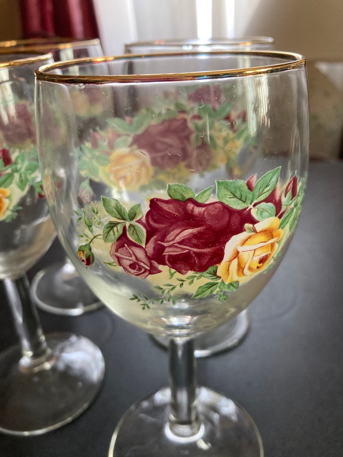 Vintage Royal Albert Old Country Roses Wine Glasses Set Of 4 Etsy