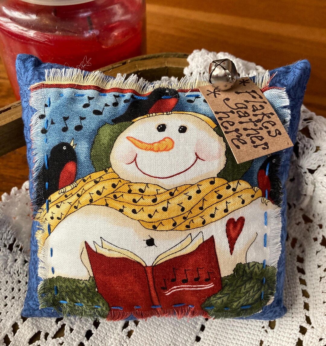 Primitive “flakes Gather Here“ Snowmen Pillow Tuck, Bowl Fillers ...
