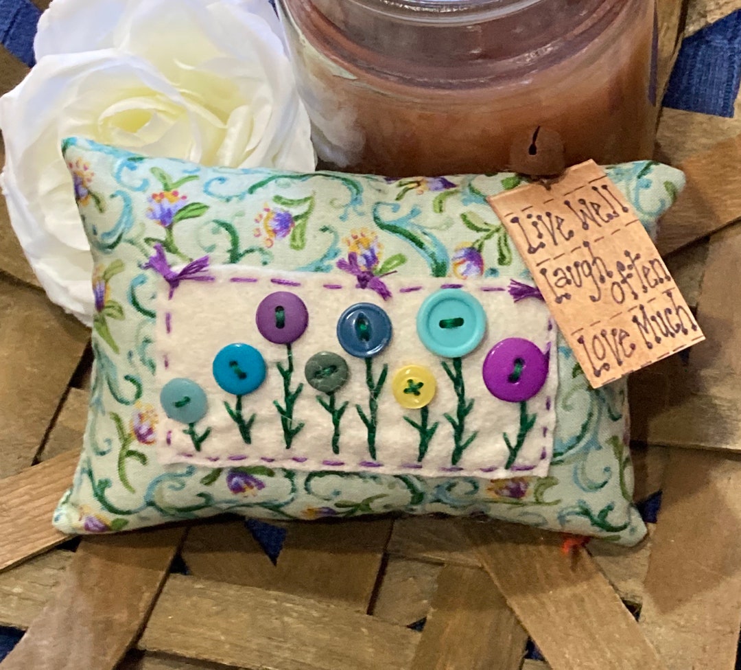 Primitive live Well Laugh Often Love Much Flower Pillow Tuck, Bowl ...