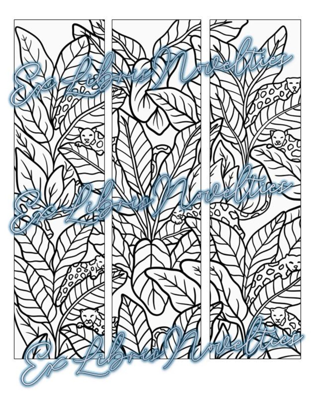 Color Page Bookmarks - Color Your Own Bookmarks -leaves & Leopards ...