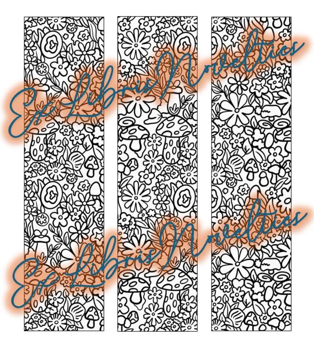 Color Page Bookmarks - Color Your Own Bookmarks -hippie Mushrooms - Etsy