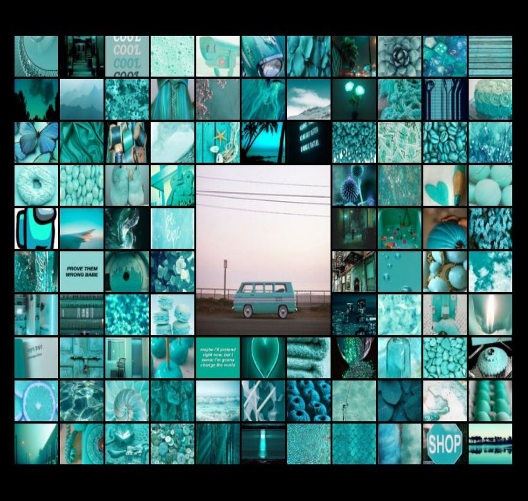 Teal Aesthetic Wall Collage Kit Teal Aesthetic Room Décor - Etsy
