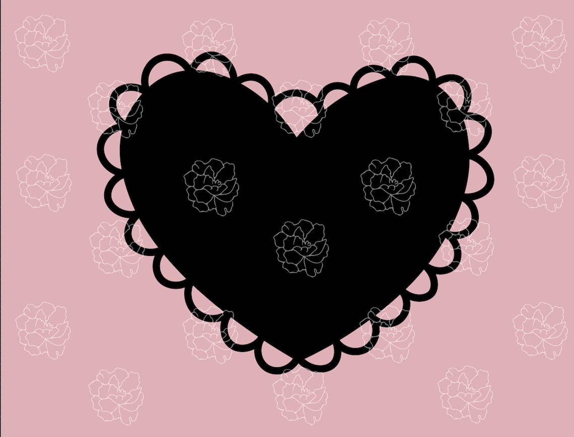 SVG Heart Ruffle Design Valentine's Day Card Greeting | Etsy