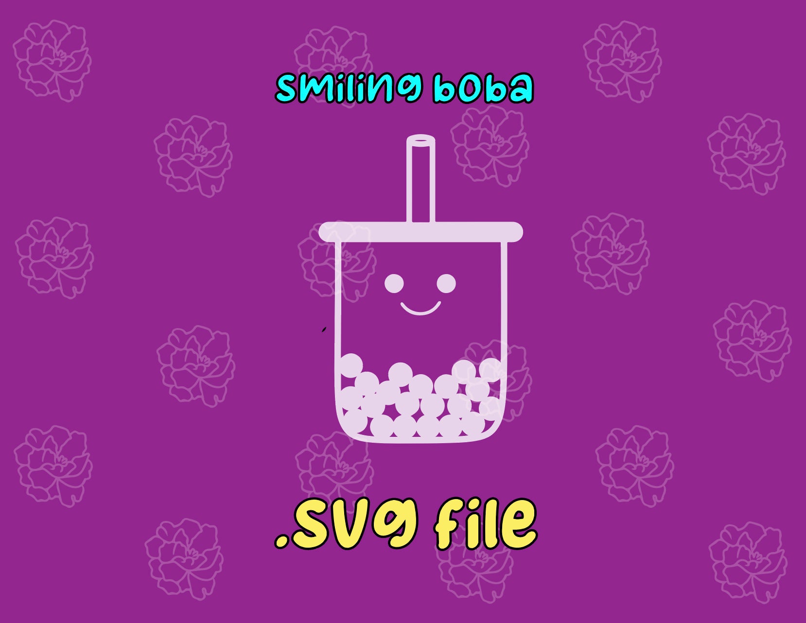 SVG File Smiling Boba Love Smile Happy Balls Straw Cup Food | Etsy