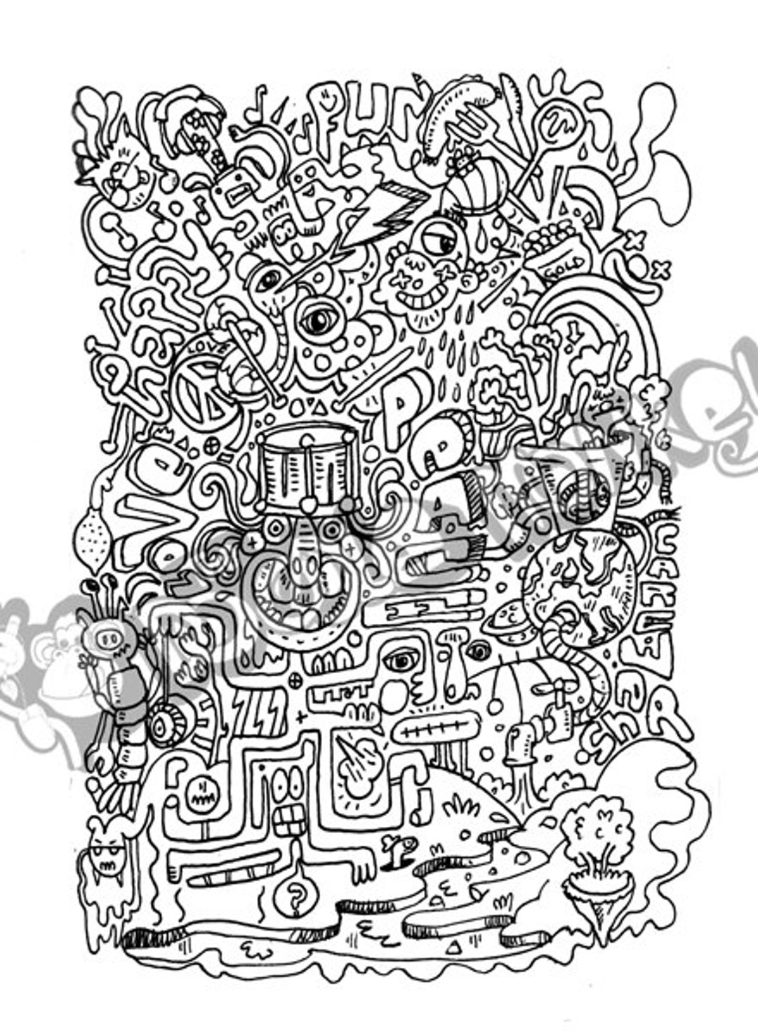 Bang Your Own Drum Unique Adult Colouring Sheet Logo Is Not On Download