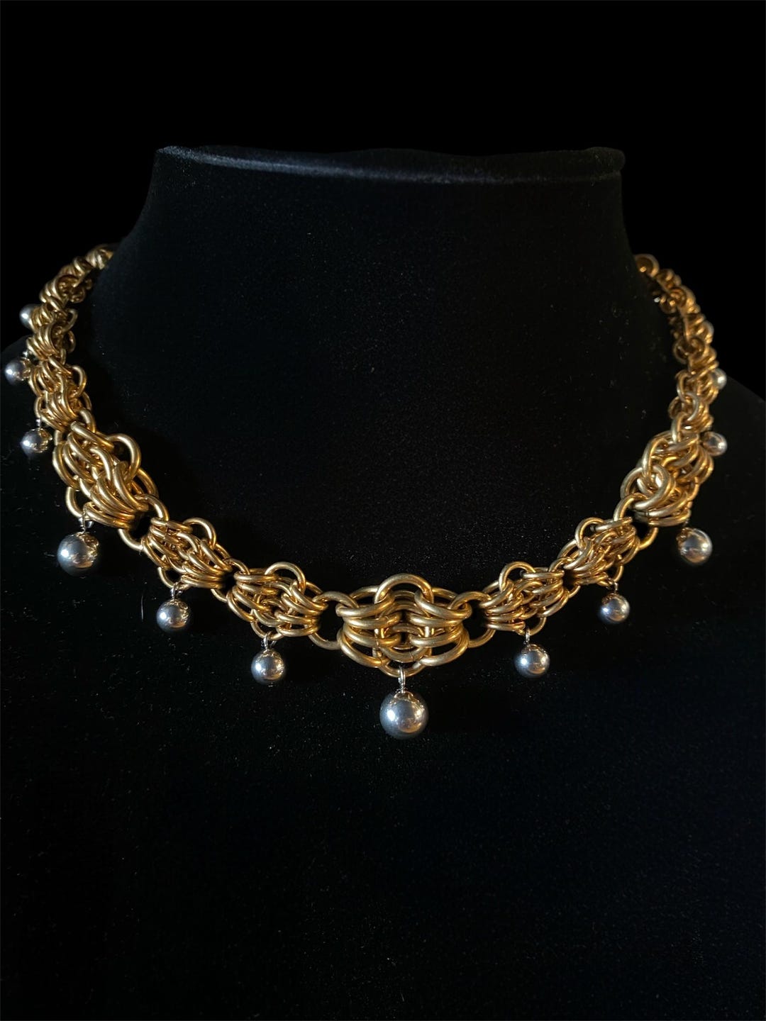 Brass Chainmail Ball Charm Necklace - Etsy