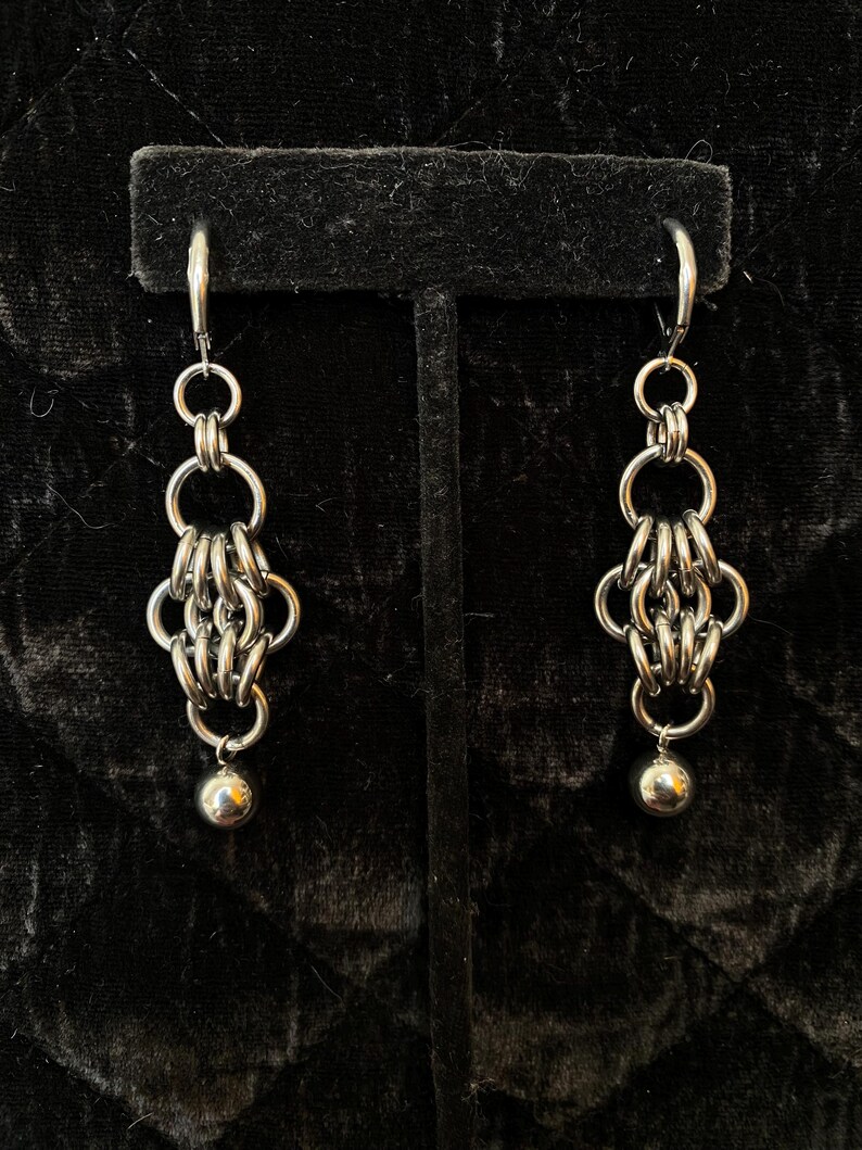 Chainmail Earrings- Stainless Steel- Ball Charms - Medieval- Gothic ...
