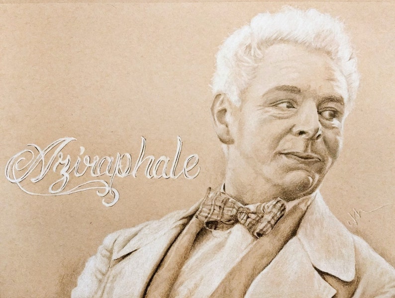 Good Omens (aziraphale or Crowley) Print in Colored Pencil - Etsy