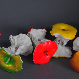 Ceramic Apple Decor, Original Fruit Sculpture. Red and White Hyper ...