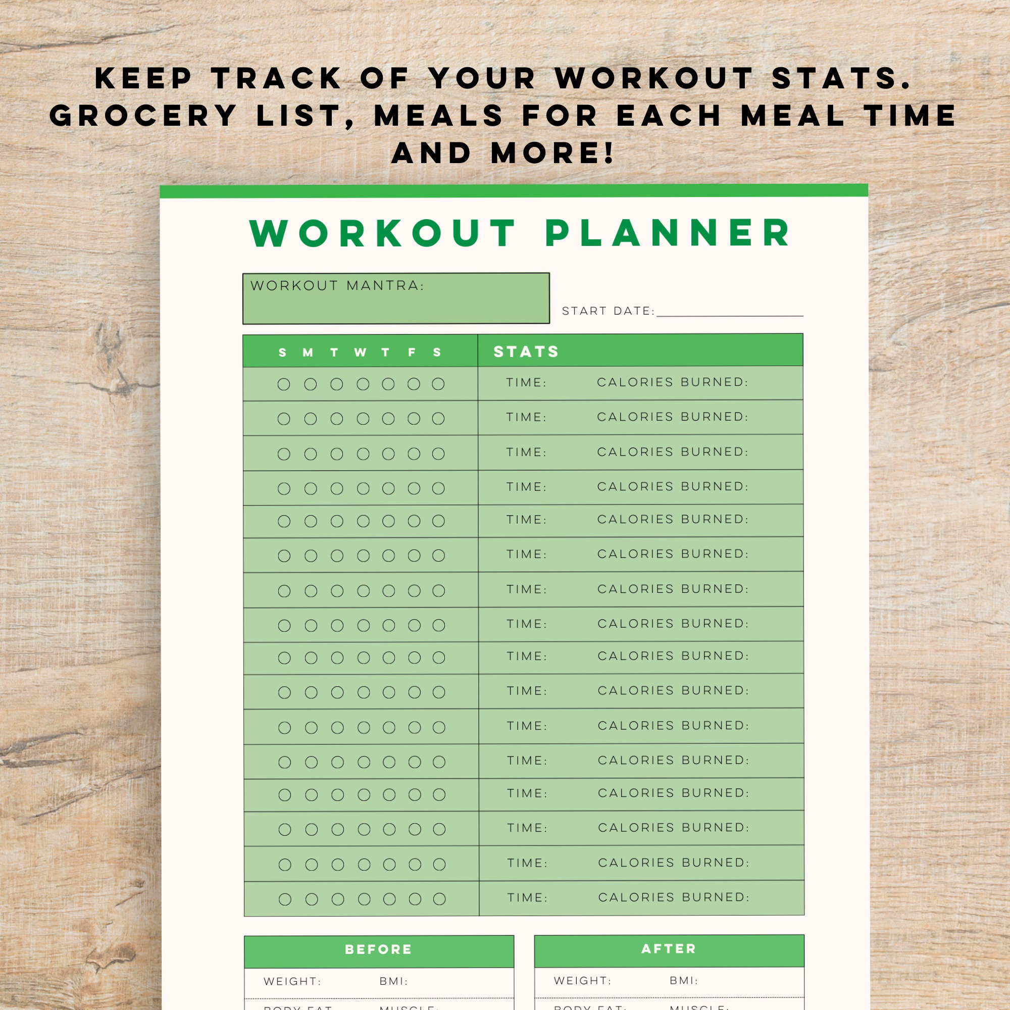 Fitness Printables Pack Meal Planner Printable Workout | Etsy Australia