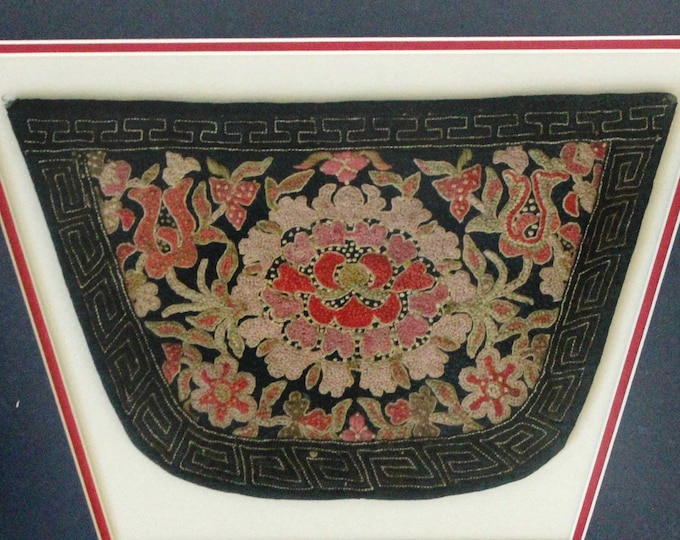 Antique Chinese Forbidden Stitch Embroidery Framed Mandarin Robe ...