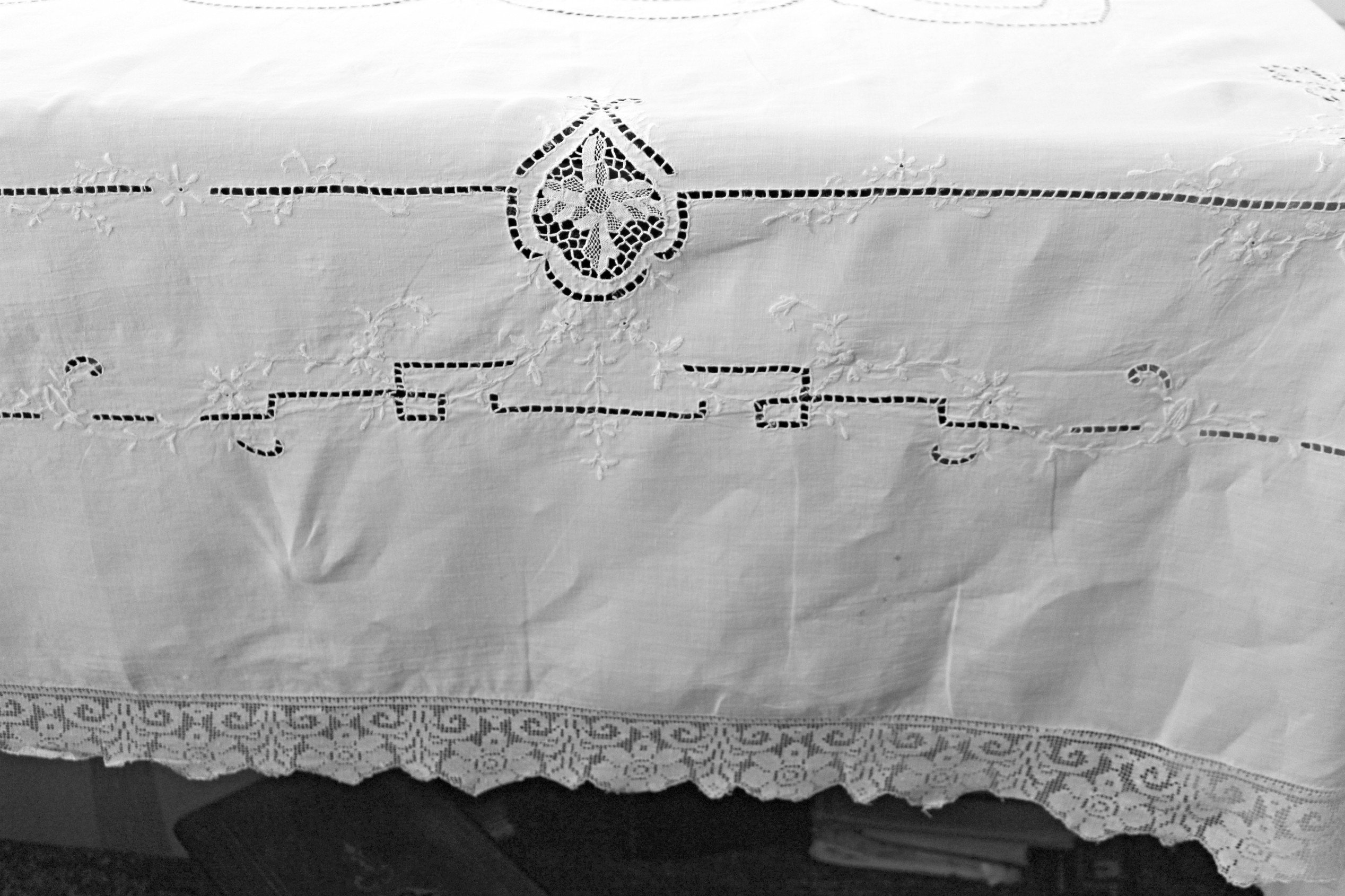 Antique French White Linen Tablecloth Hand Made Embroidery Cut | Etsy